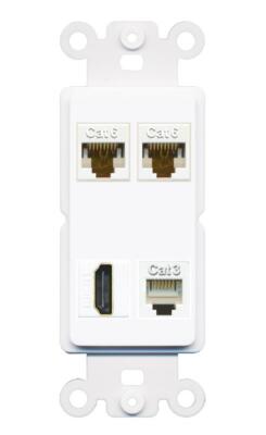 [4 Ports] 2 CAT6 HD PHONE Port Wall Plate Rocker White | eBay