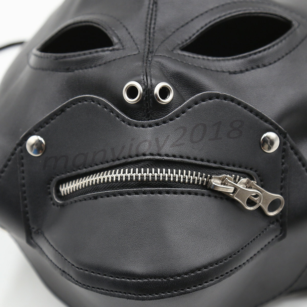 Black Pu Leather Gimp Head Harness Riding Hood Mask Lockable Bondage ...