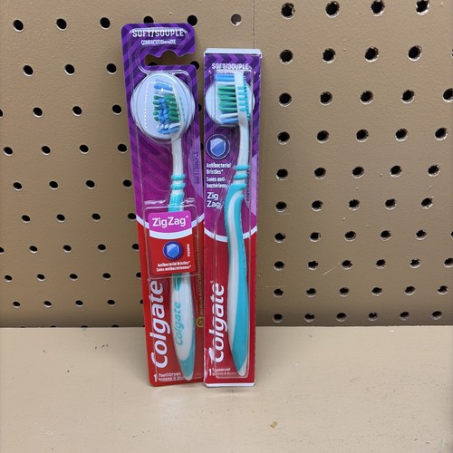 2 Colgate Wave Zig Zag Toothbrush Green Gum Compact Head Soft ...