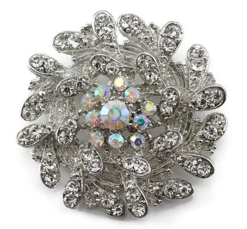 Clear Fancy Austrian Rhinestone Crystal Luxurious Bridal Wedding Brooch ...
