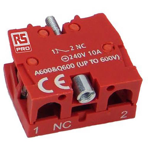 2 pc RS PRO 2052383 Contact Block NC (Normally Closed) Screw Terminal ...