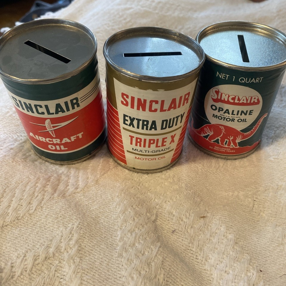 Sinclair Oil Can Bank Lot, Extra Duty Triple X, Aircraft Oil, Opaline ...