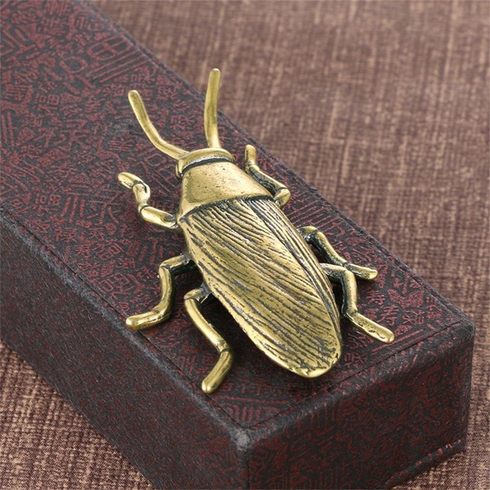 Charming Pure Copper Insect Cockroach Statue Traditional Brass Craft ...