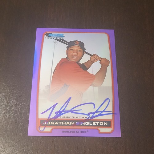 2012 BOWMAN CHROME PURPLE REFRACTOR JONATHAN SINGLETON AUTO RC ...