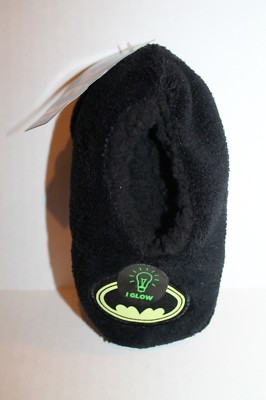 Batman Glow in Dark Fuzzy Black Fleece Slippers Slipper Socks Toddler ...
