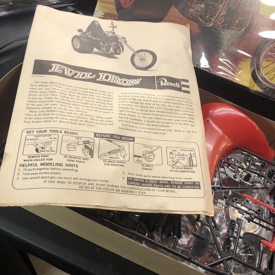 Vtg Revell Unused Evil Iron Knight Rider Chopper Trike 1/8 Model Kit ...