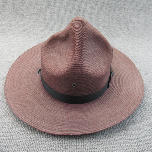 Stratton Campaign Hat Men 6 7/8 Brown Purple Self Forming Vtg Straw Cap ...