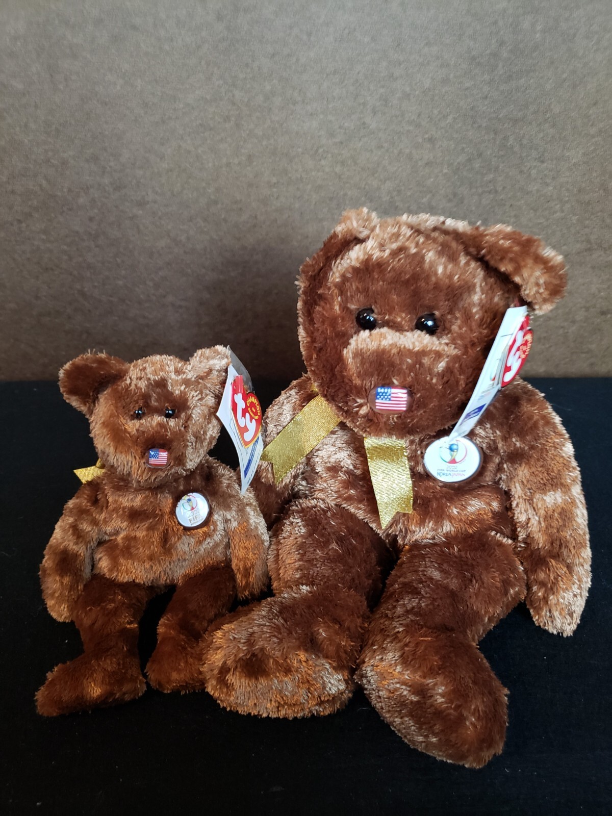 Lot (2) 2002 TY Original Beanie Buddy USA Champion and Baby FIFA World ...