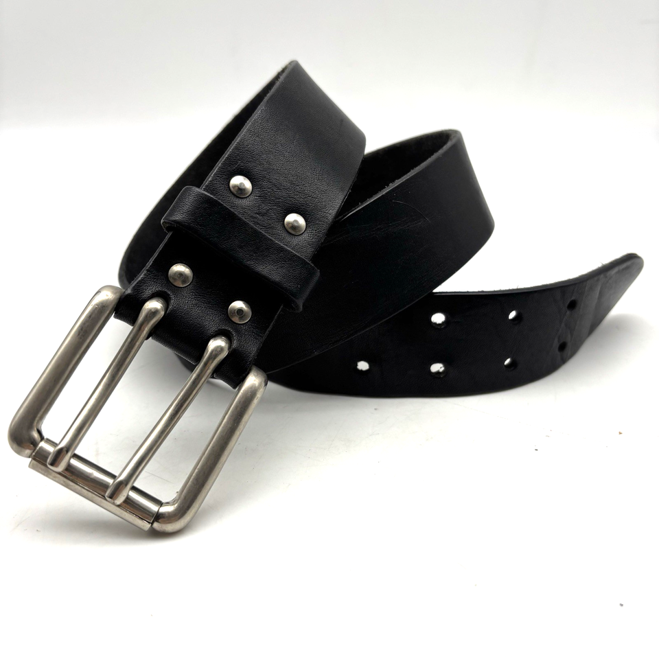 Vintage 90s Coles A1355 Black Genuine Leather Double Prong Belt S 30 ...