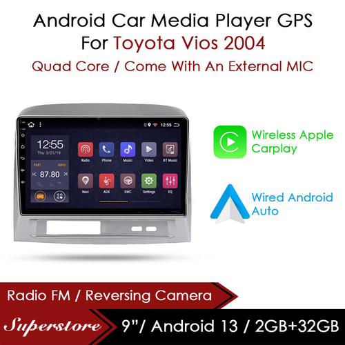 9” Android 13 CarPlay Auto Car Stereo Head Unit GPS For Toyota Vios ...