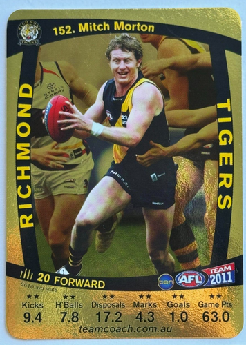 2011 Teamcoach Gold card - Mitch Morton No.152 Richmond | eBay