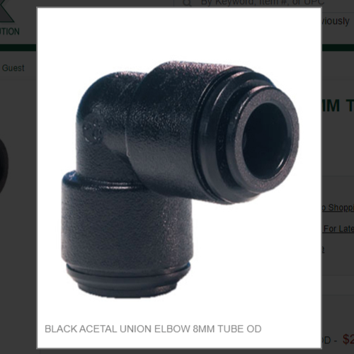 BLACK ACETAL UNION ELBOW 8MM TUBE OD # PM0308E | eBay