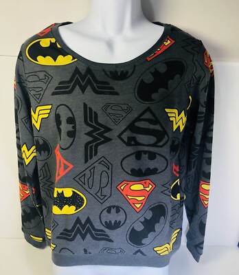 DC Comics Multi Superhero Polyester Blend Pullover Sweatshirt Size ...