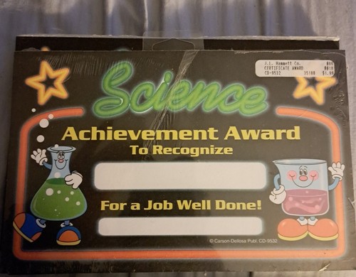 SCIENCE Achievement Award Certificates: 36 pack + 33 | eBay