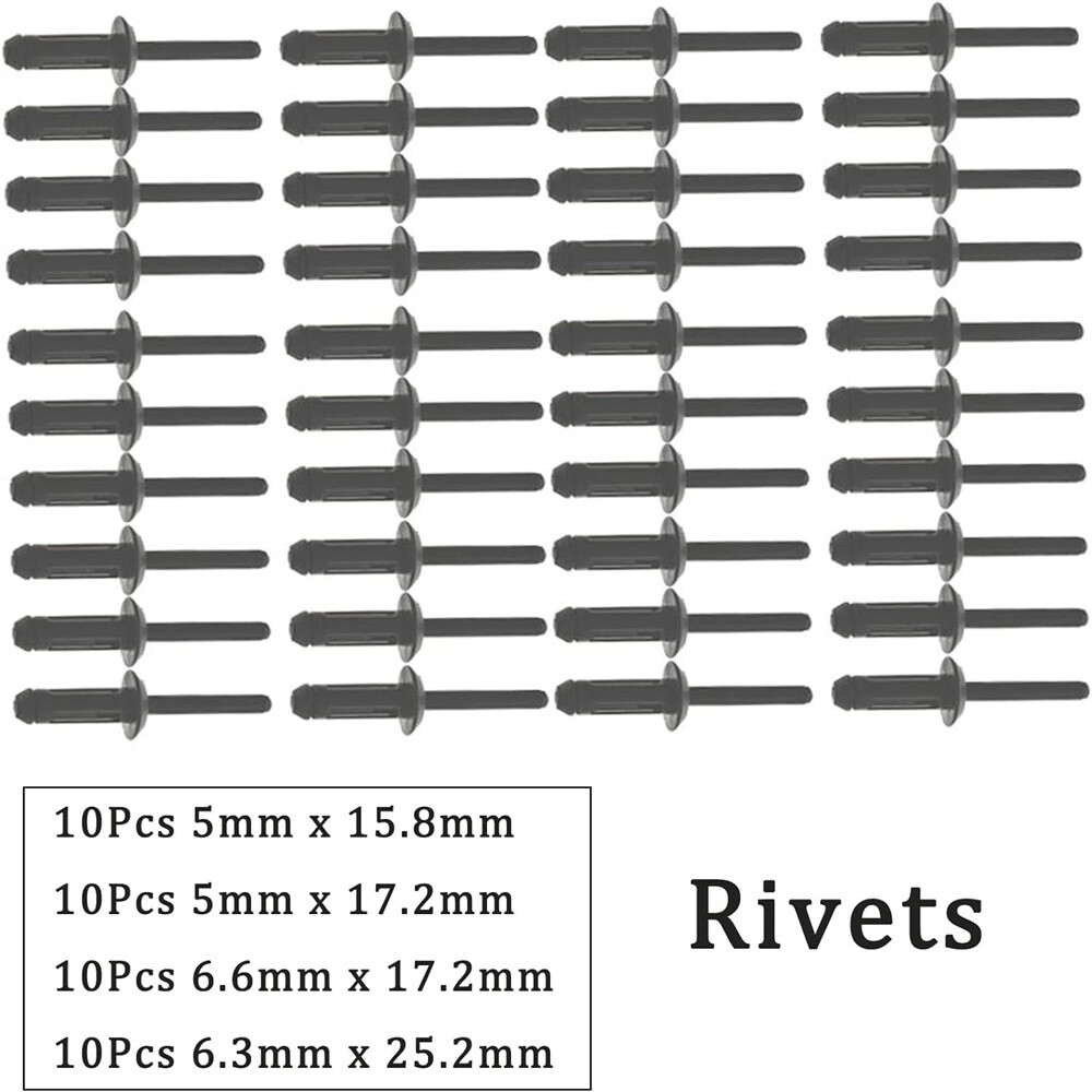 W/ 40 Poly Rivets 41Pcs Assorted Plastic Riveter Rivet Gun Quick Set ...