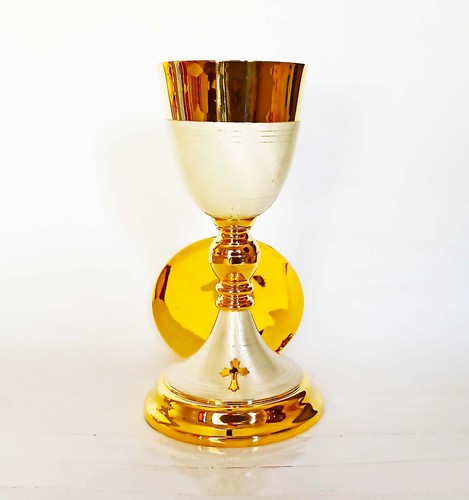 Chalice & paten Brass Gold Plated Goblet Holy Religious Gift Church ...