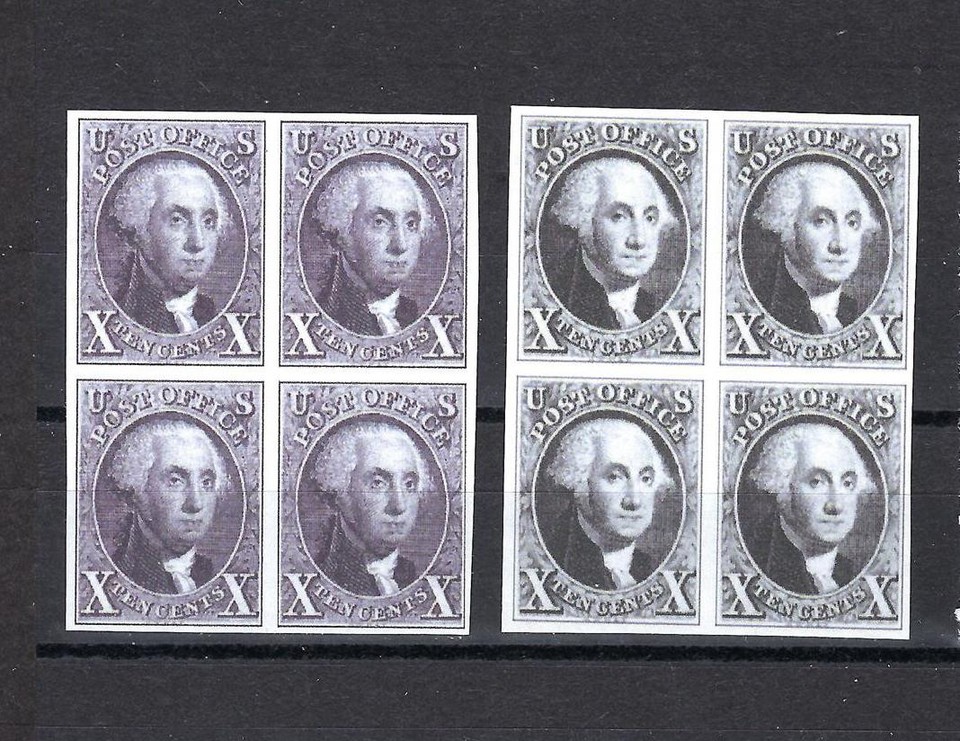US 1847 Sc# 2 and 1875 Sc# 4 Washington Reproduction REPLICA Copy ...