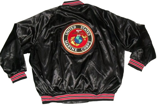 USMC Marines Vintage 90s Mens Nylon Satin Style Button Jacket Coat sz ...