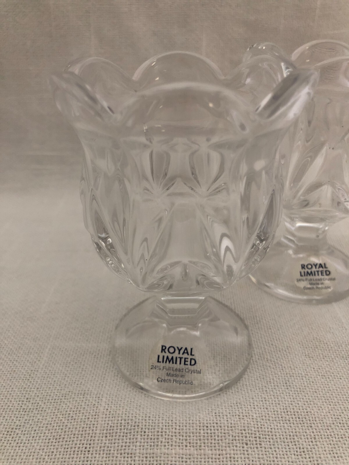 Royal Limited 24% Lead Crystal Vintage Tealight Candle Votives, Set of ...