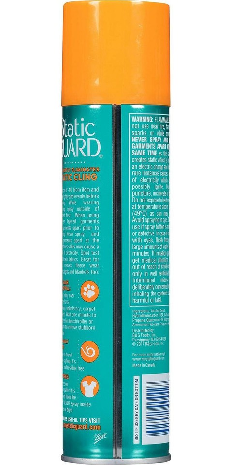 Static Guard Fresh Linen Scent Spray, Safe for All Fabric Types, 5.5 Oz ...