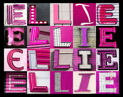 ELLIE Name Poster featuring photos of actual PINK sign letters | eBay