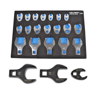 19pc Crow Foot Spanner Set 8mm-32mm US PRO IND TOOLS Open End Wrench ...