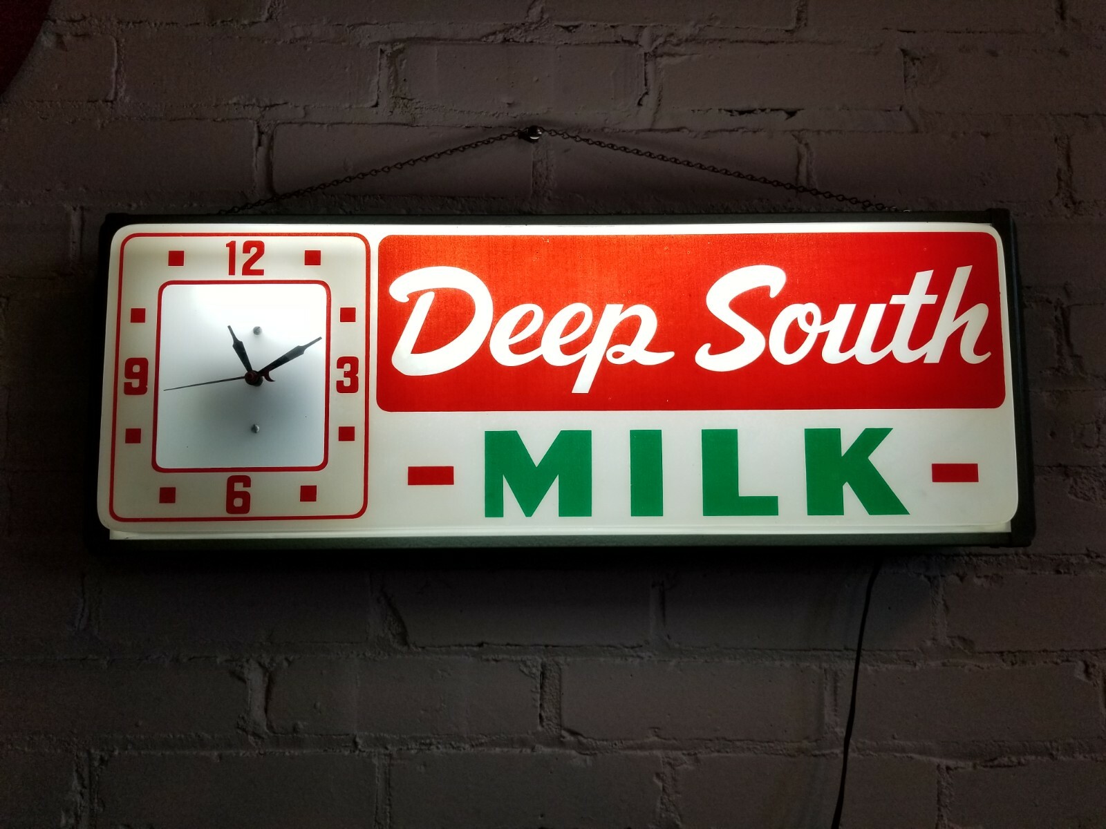 Vintage Deep South Milk Lighted Clock Promotional Advertising Sign ...