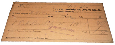 JULY 1894 FITCHBURG RAILROAD FREIGHT RECEIPT MASSACHUSETTS | eBay