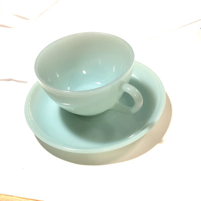4 Vintage Anchor Hocking Fire King Turquoise Blue Coffee/Teacups ...