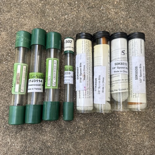Set of 8 Lee Valley Green Wood Bits and Spoon Bits Woodworking ...