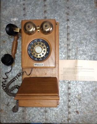 Country Store Telephone Vintage Retro Style Oak Wood Wall Mount Phone ...