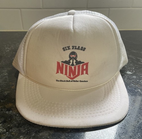 VINTAGE Six Flags NINJA 1988 Adjustable Ropefront SNAPBACK Sportcap Hat ...