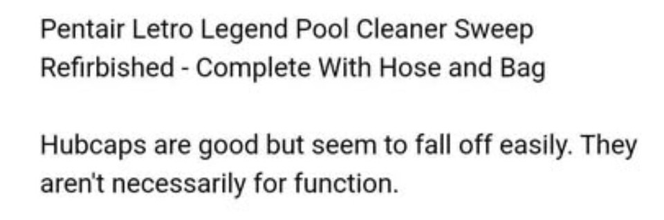 Pentair Letro Legend Pool Cleaner Sweep (HEAD AND HOSE COMPLETE) | eBay