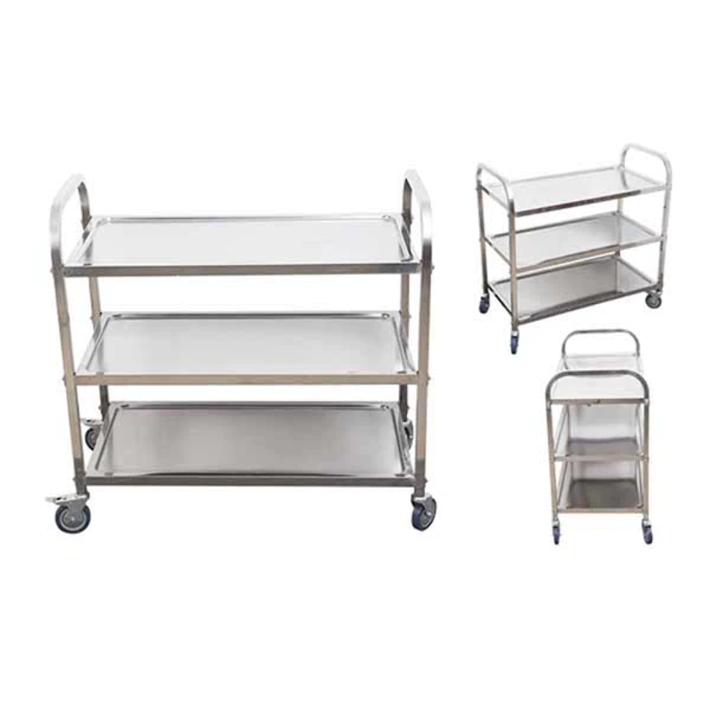 3 Tier Stainless Steel Utility Cart Round 86X54X94Cm Large | eBay