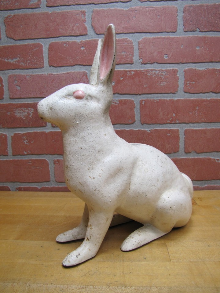 Antique Cast Iron Bunny Rabbit Doorstop Garden Yard Farm Decorative Art ...