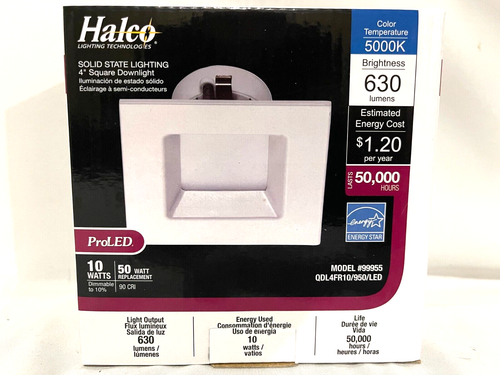 HALCO ProLED 4" Square Dimmable Downlight 630 Lumens 5000K (More ...