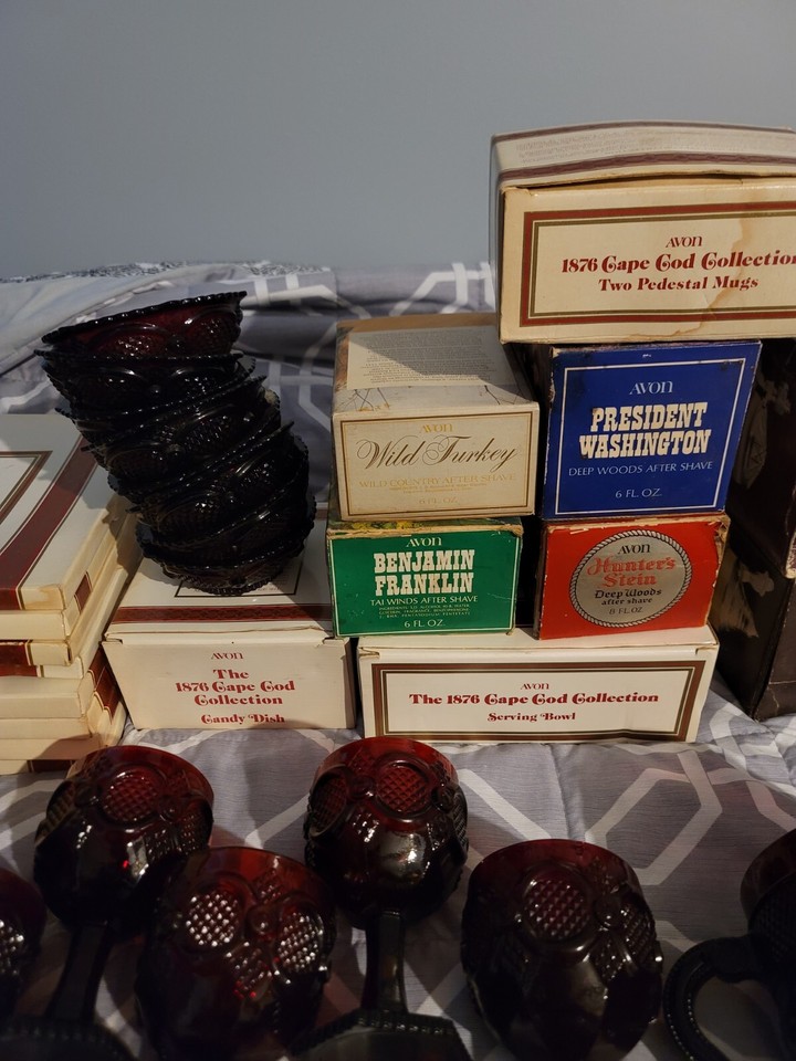 Avon 1876 Cape Cod Collection Set Ruby Red Glass Ware Inlcudes All In ...
