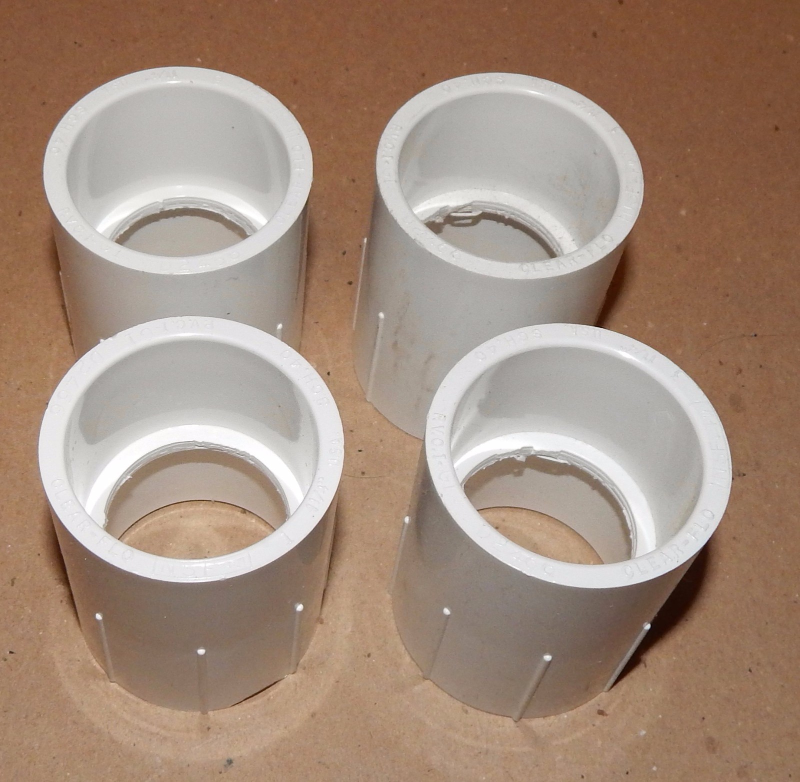 1 1/4" PVC Schedule 40 Slip/Slip Glue Adapters Clear Flo D2466 4ea USA ...