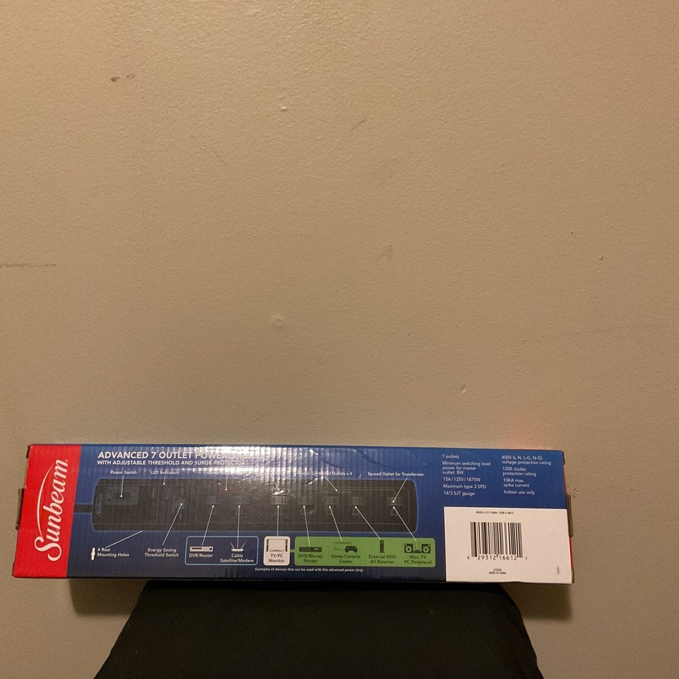 Sunbeam Advanced 7 Outlet Power Strip with Surge Protector BRAND NEW ...