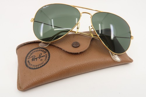 Vintage B&L Ray Ban aviator sunglasses w/case USA 62-14 etched BL men's ...
