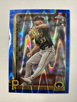 MIKE BURROWS 2025 Topps Chrome Rookie #78 Blue Raywave Pittsburgh ...
