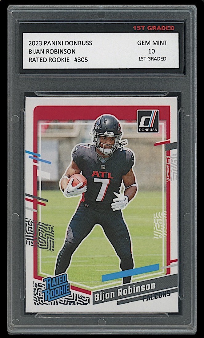 Bijan Robinson 2023 Panini Donruss 1st Graded 10 Rated Rookie Card RC ...