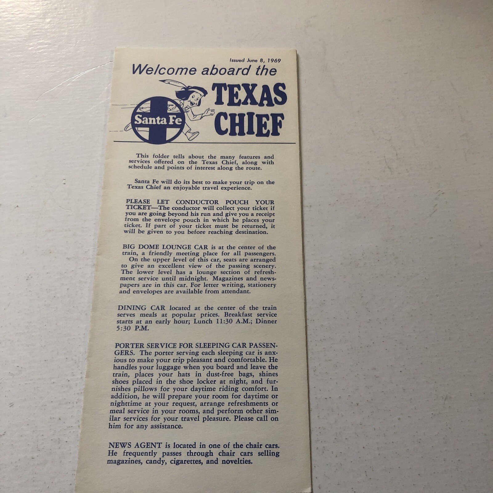 Vintage 1969 Welcome Aboard The Texas Chief Santa Fe Brochure June 8 ...