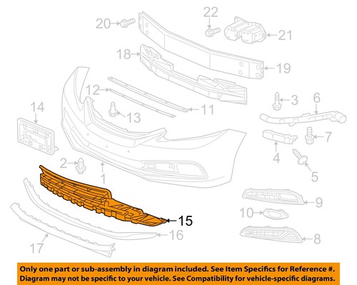 HONDA OEM 13-15 Civic Front Bumper Bumper Components-Lower Grille ...