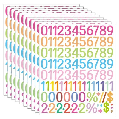 10 Sheets Multicolor Self-Stick Small Number Decals Irregular Digital ...