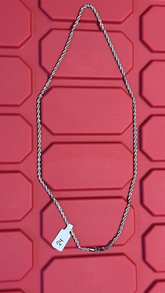 24"MEN's Women’s Stainless Steel 3mm Silver Smooth Rope Chain Necklace ...