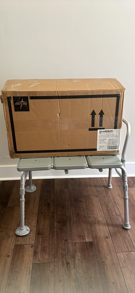 MEDLINE GUARDIAN Transfer Bench with Back, Push Buttons Supports 400Ibs ...