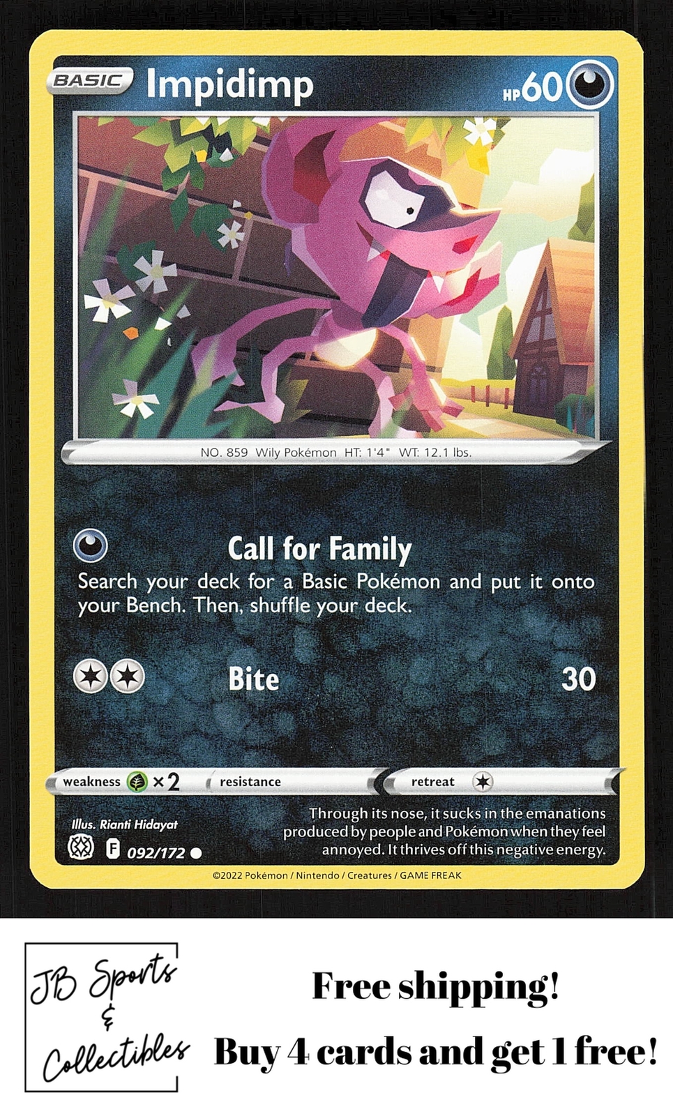 Impidimp Pokemon SWSH09: Brilliant Stars 092/172 | eBay