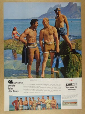 1967 Jantzen Swim Trunks Bobby Hull Pro Athletes Photo Vintage Print Ad
