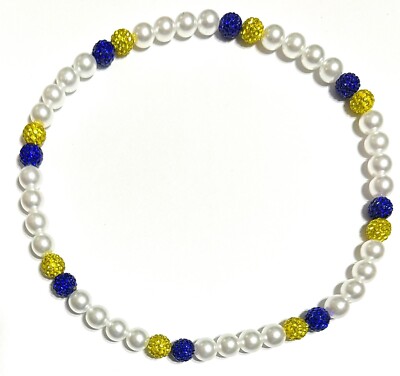 MLB Inspired Shamballa Beaded Baseball Player Pearl Necklace Royal Blue ...